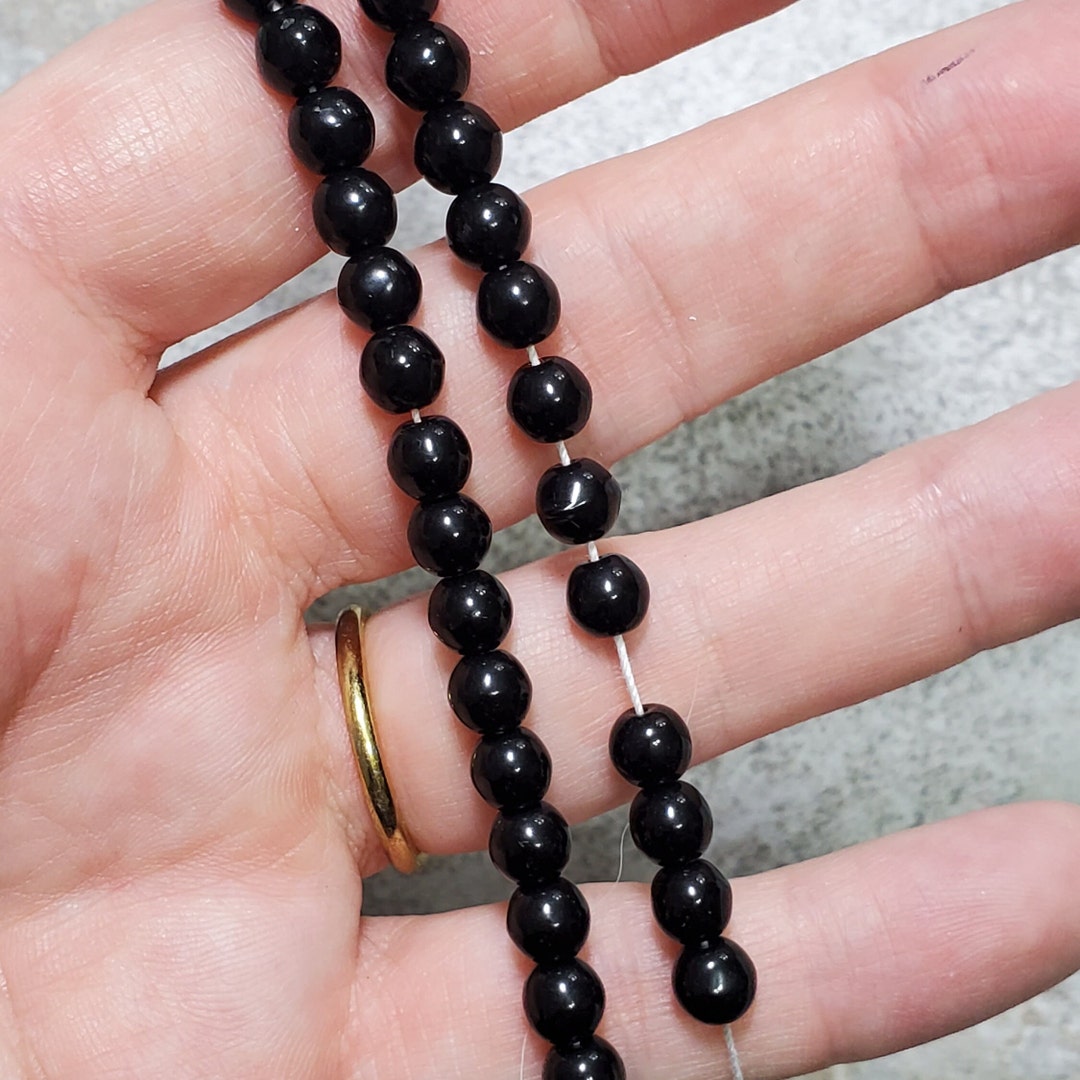 6mm Druk Black Round Glass Bead - Package of 50 Pieces - 6mm Jet Blac ...