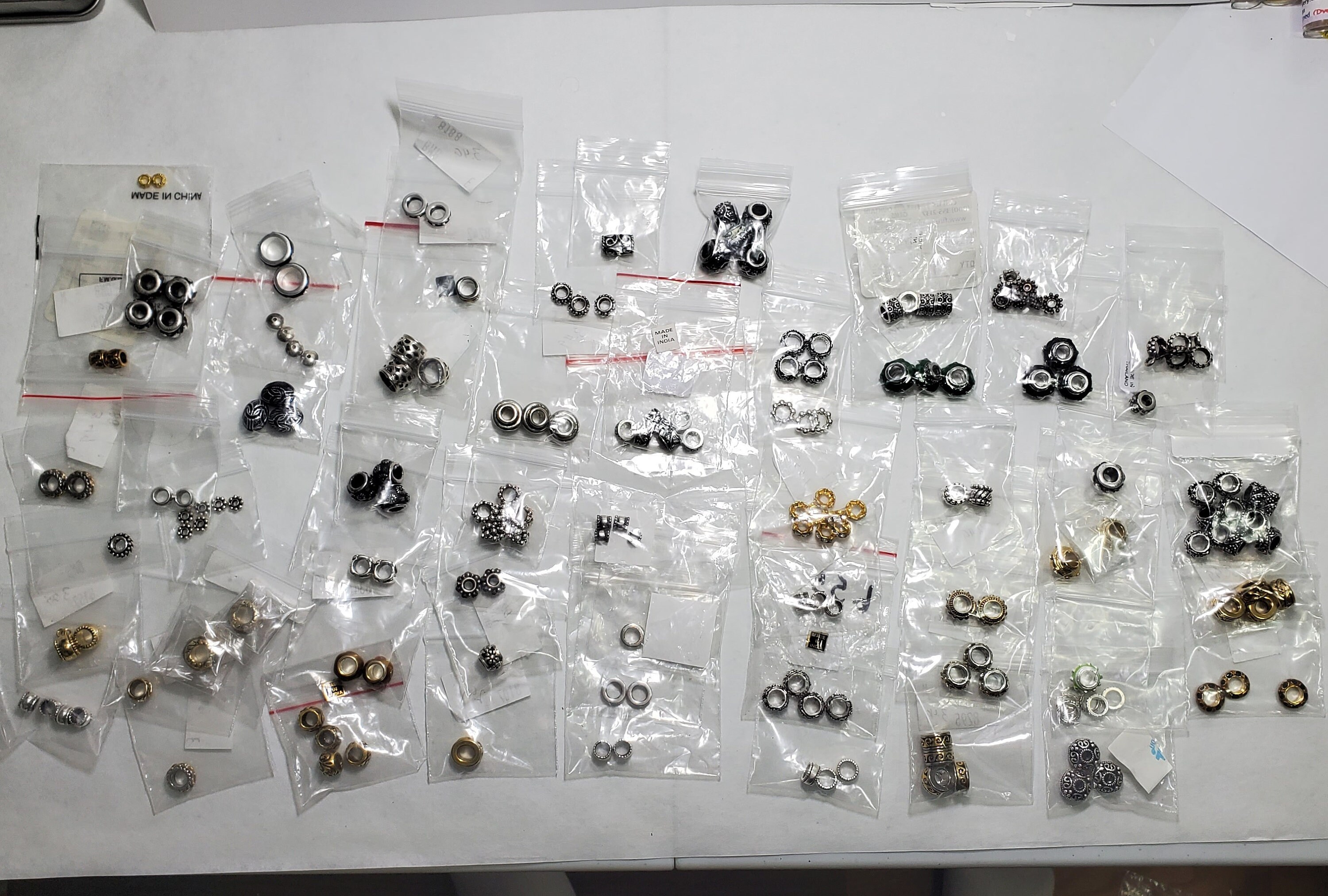 Bulk Lot of Sterling Silver and or Antique Pewter Spacer Beads - Sizes ...