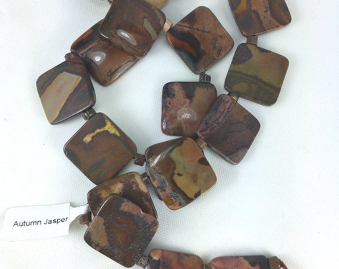 20x20mm Autumn Jasper Top Drilled - Puffy Top, Flat Bottom - 1 Strand ...