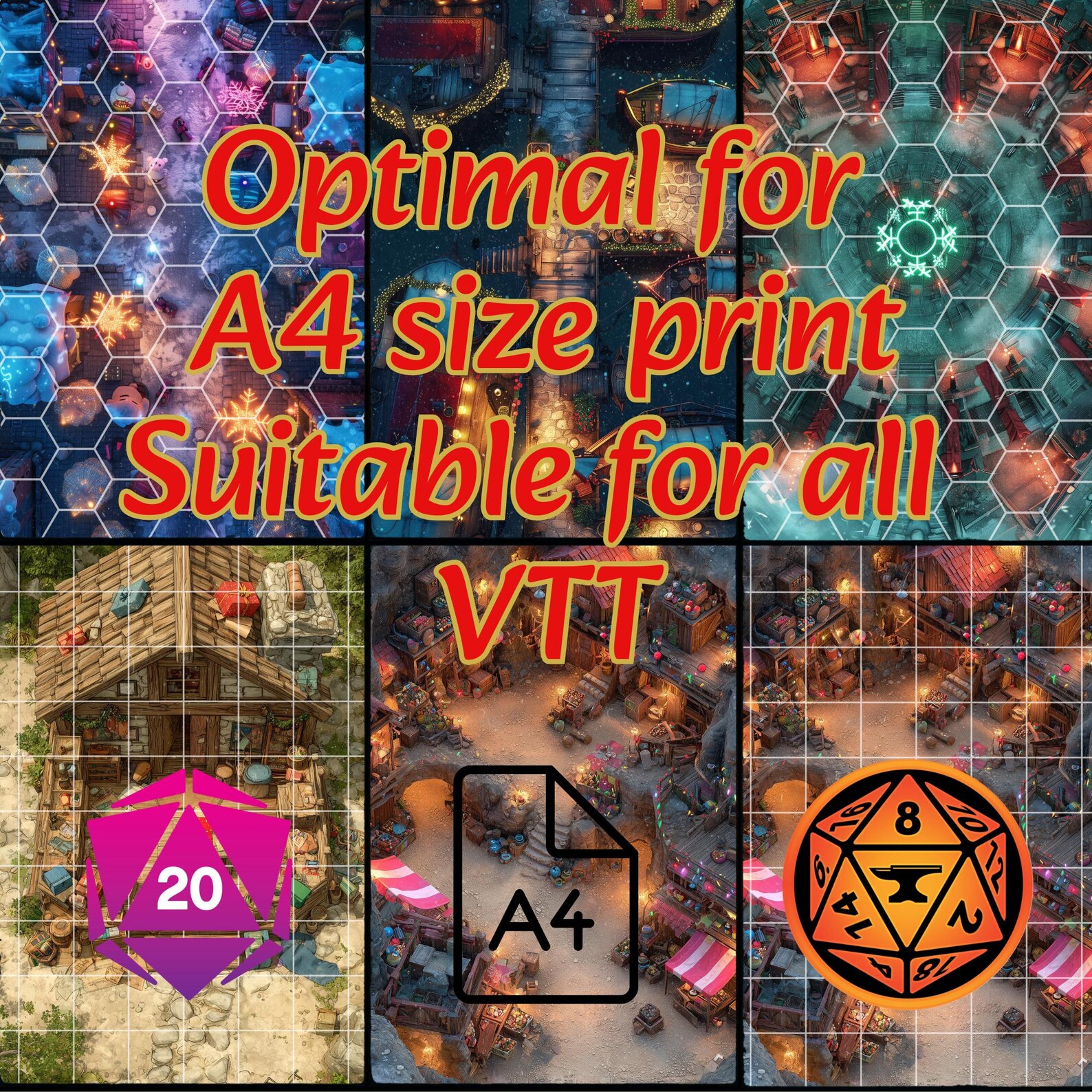 200 High-resolution Christmas Maps – Printable and VTT Battlemaps for ...