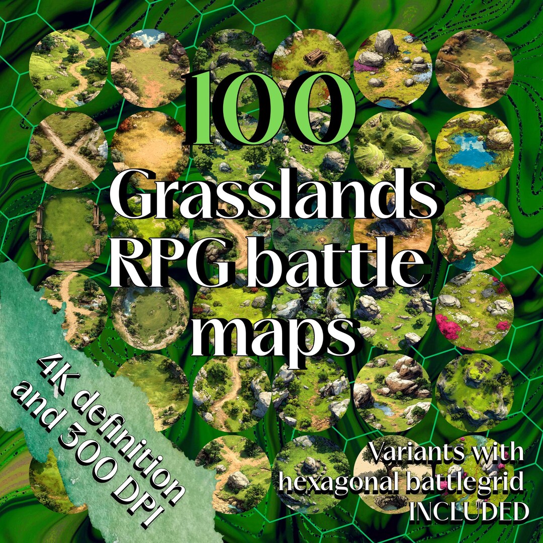 100 High-resolution Grasslands Maps – Printable and VTT Battle Maps for ...