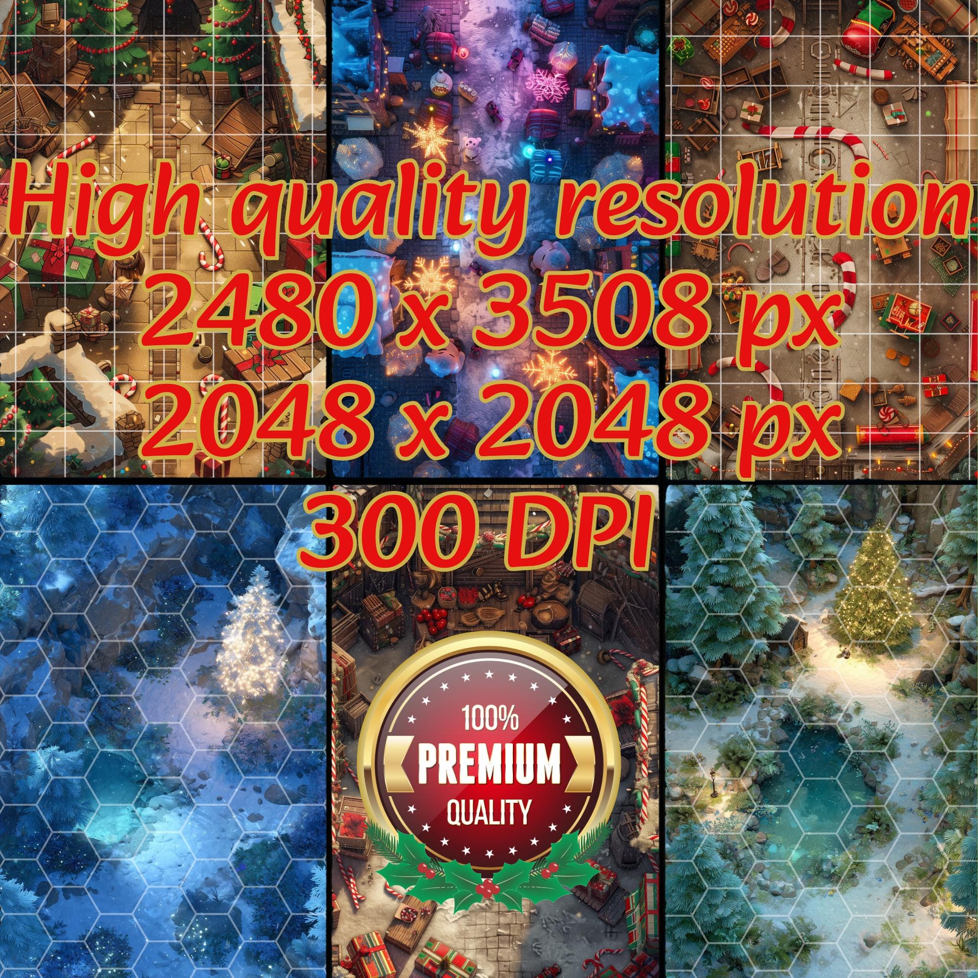 200 High-resolution Christmas Maps – Printable and VTT Battlemaps for ...
