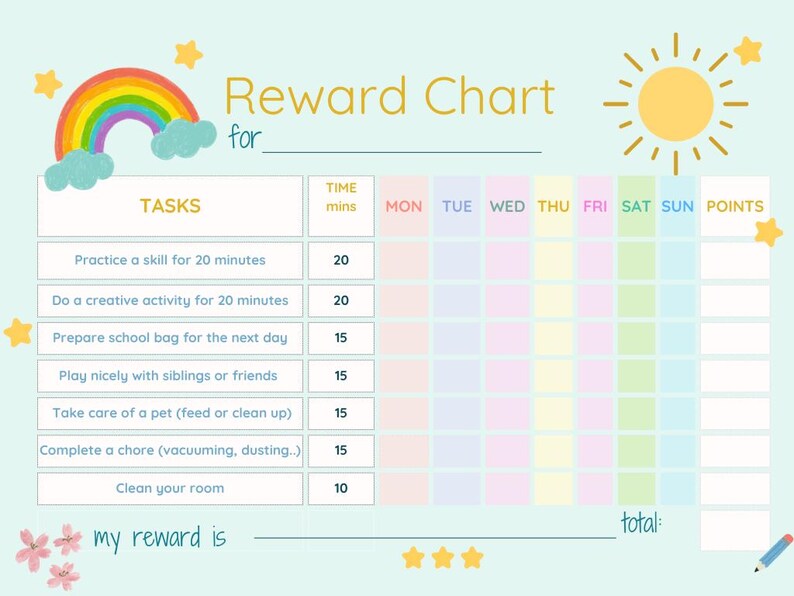Printable Screen-free Reward Charts for Kids:fun, Customizable Ways to ...