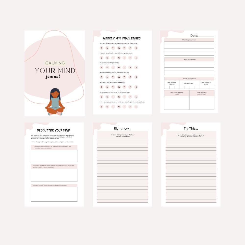 Calm Your Mind Journalmindfulness Journalself-care&wellbeing ...