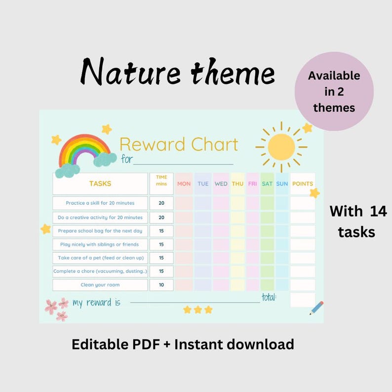 Printable Screen-free Reward Charts for Kids:fun, Customizable Ways to ...