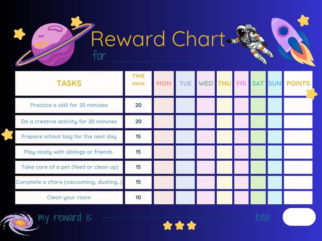 Printable Screen-free Reward Charts for Kids:fun, Customizable Ways to ...
