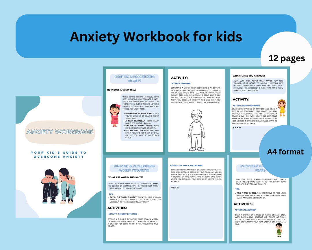 Children's Anxiety Workbook | Printable Workbook | Anxiety Exercises ...