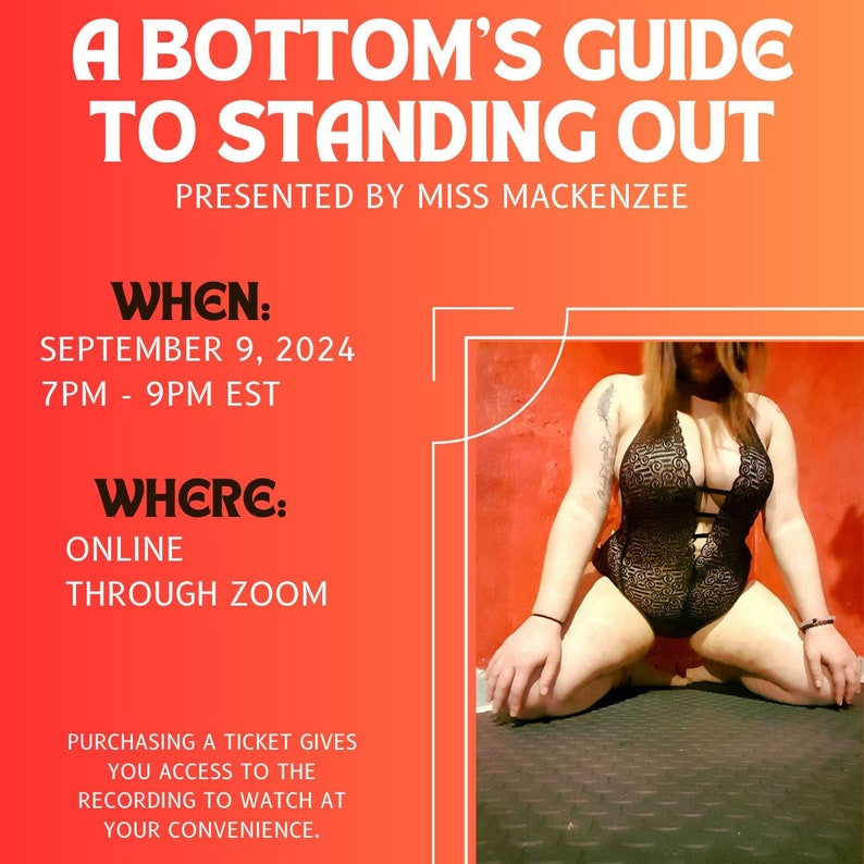 UPCOMING Virtual Workshop: A Bottom's Guide to Standing Out With Miss Mackenzee Kink Class BDSM ...