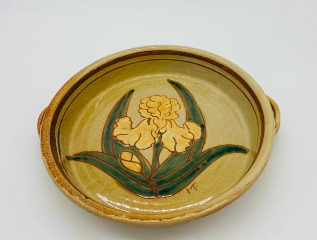 Studio Pottery Floral Pie Dish Farmhouse Rustic Boho Mid Century Modern ...