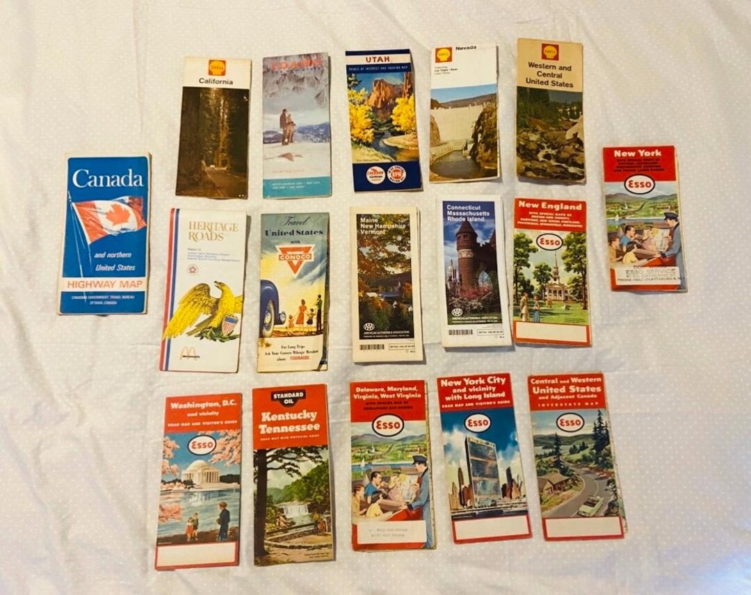 Vintage 50s - 70s Road Maps Retro Mid Century Modern Americana ...