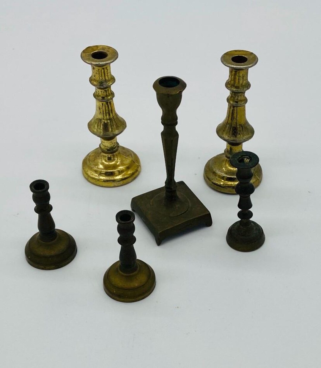 Vintage Lot of Miniature Brass Candlesticks Retro Boho Eclectic - Etsy