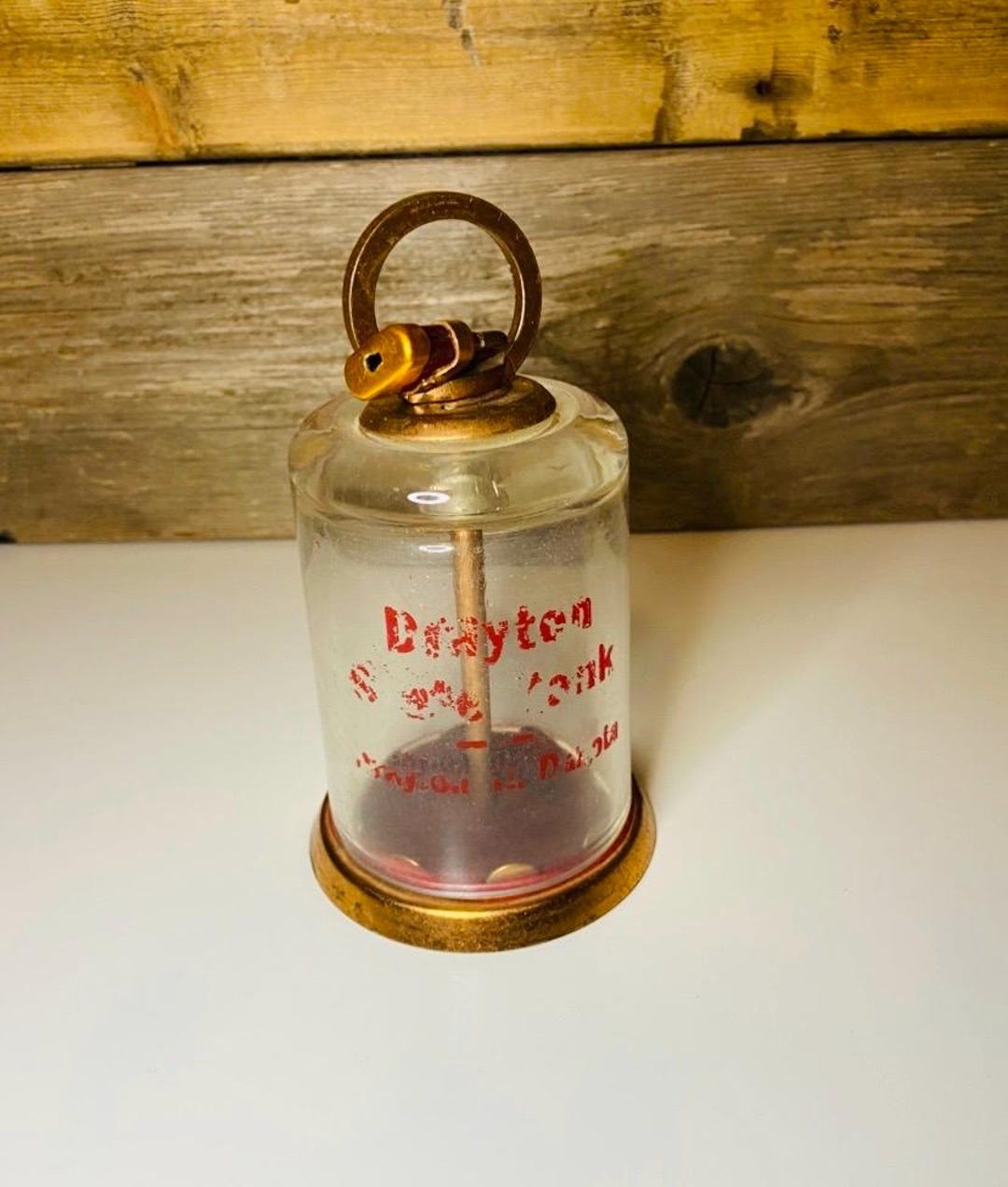 Vintage Souvenir Glass Cylinder Bank Drayton State Bank Retro ...