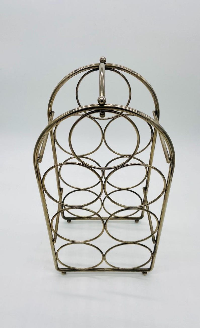 Vintage Brass Wine Rack Wine Bottle Holder Retro Mid Century Modern ...