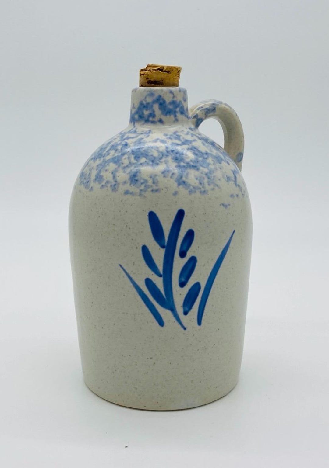Vintage Robinson Ransbottom Pottery Company Stoneware Jug Blue Wheat ...