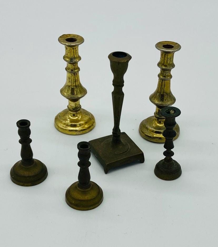 Vintage Lot of Miniature Brass Candlesticks Retro Boho Eclectic - Etsy