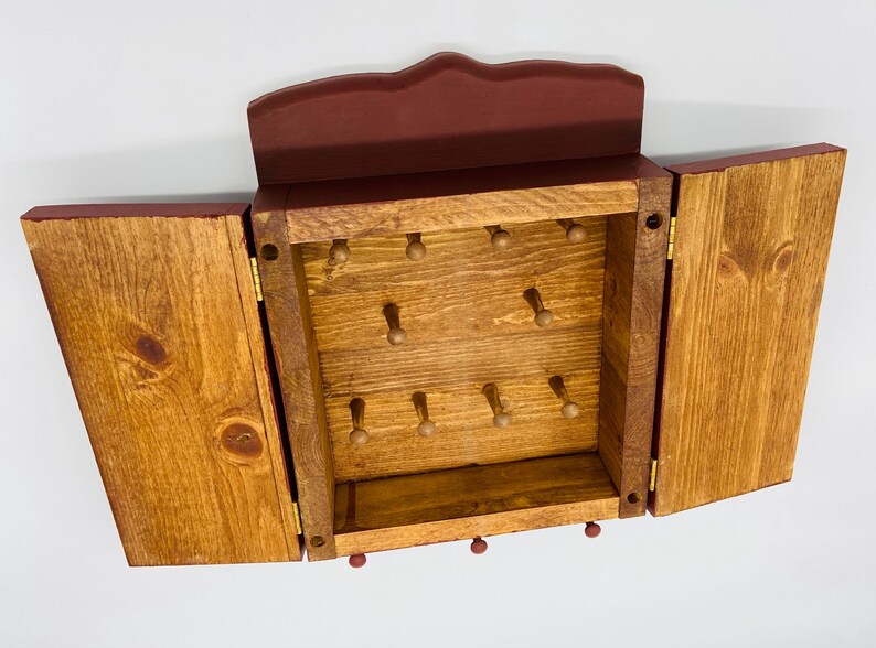 Wood Hanging Cabinet for Keys Accessories Vintage Farmhouse Country ...