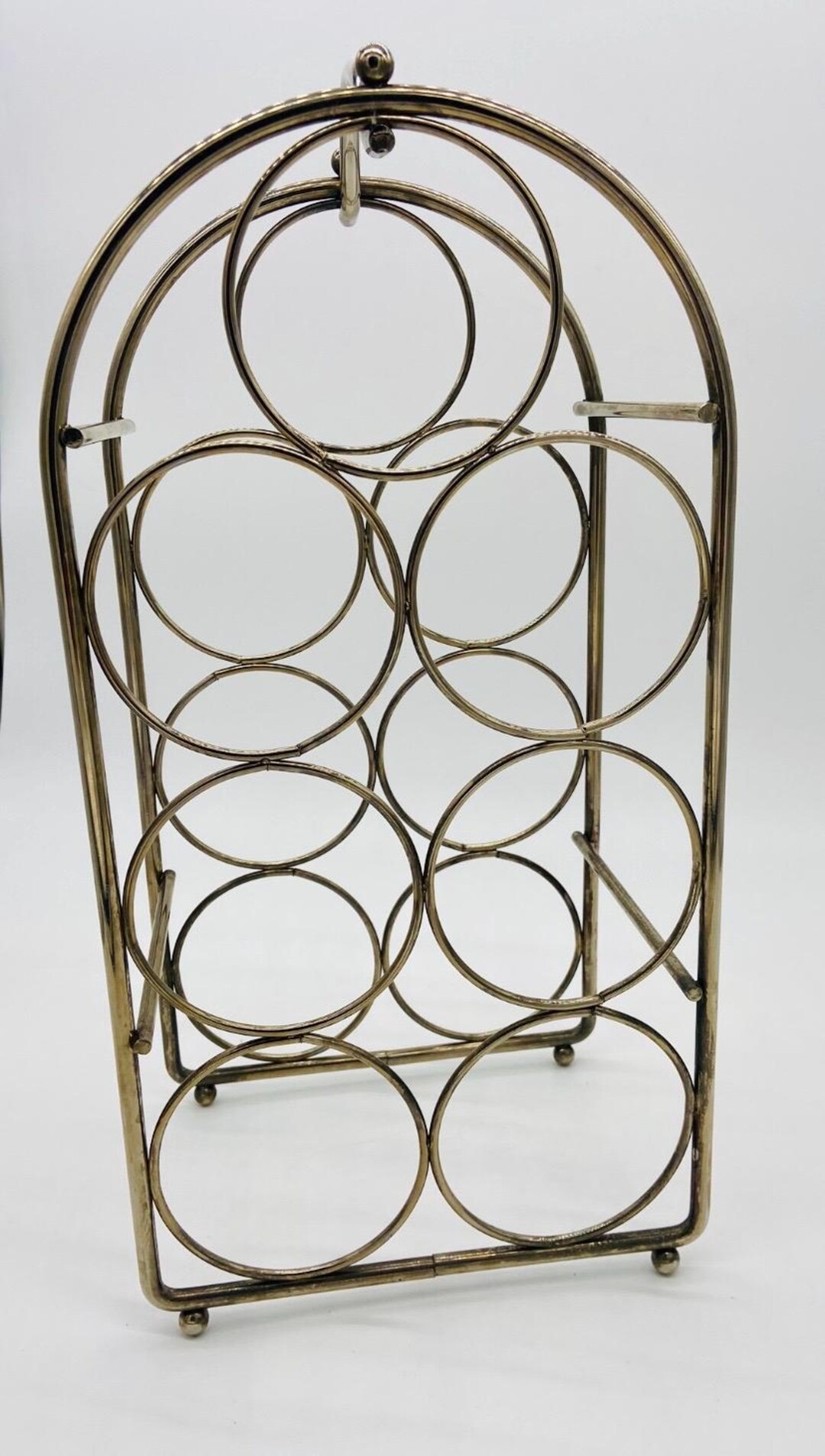 Vintage Brass Wine Rack Wine Bottle Holder Retro Mid Century Modern ...