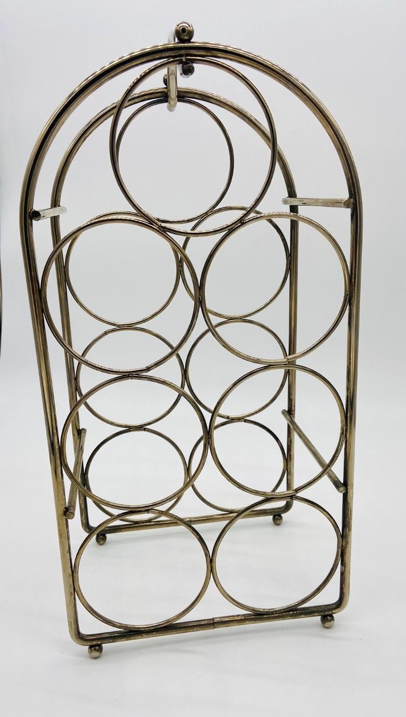 Vintage Brass Wine Rack Wine Bottle Holder Retro Mid Century Modern ...