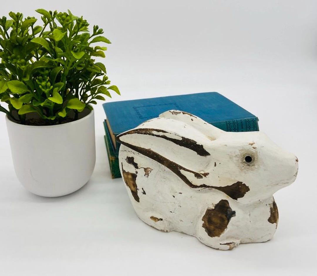 Rustic Wooden Bunny Rabbit Sculpture Primitive Antique Vintage ...