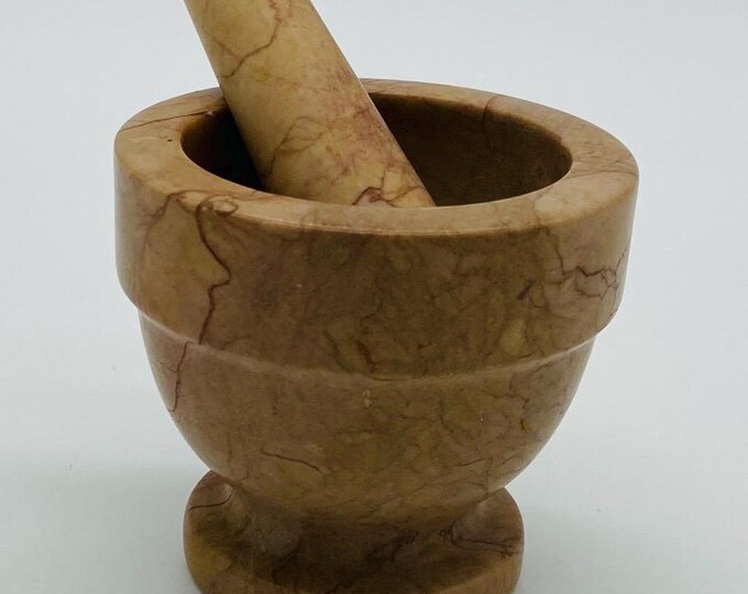 Vintage Earthtone Marble Small Stone Mortar and Pestle Classic and ...
