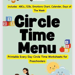 Circle Time Menu/worksheets for Preschoolers, Toddlers, Early Learning ...