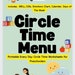 Circle Time Menu/worksheets for Preschoolers, Toddlers, Early Learning ...