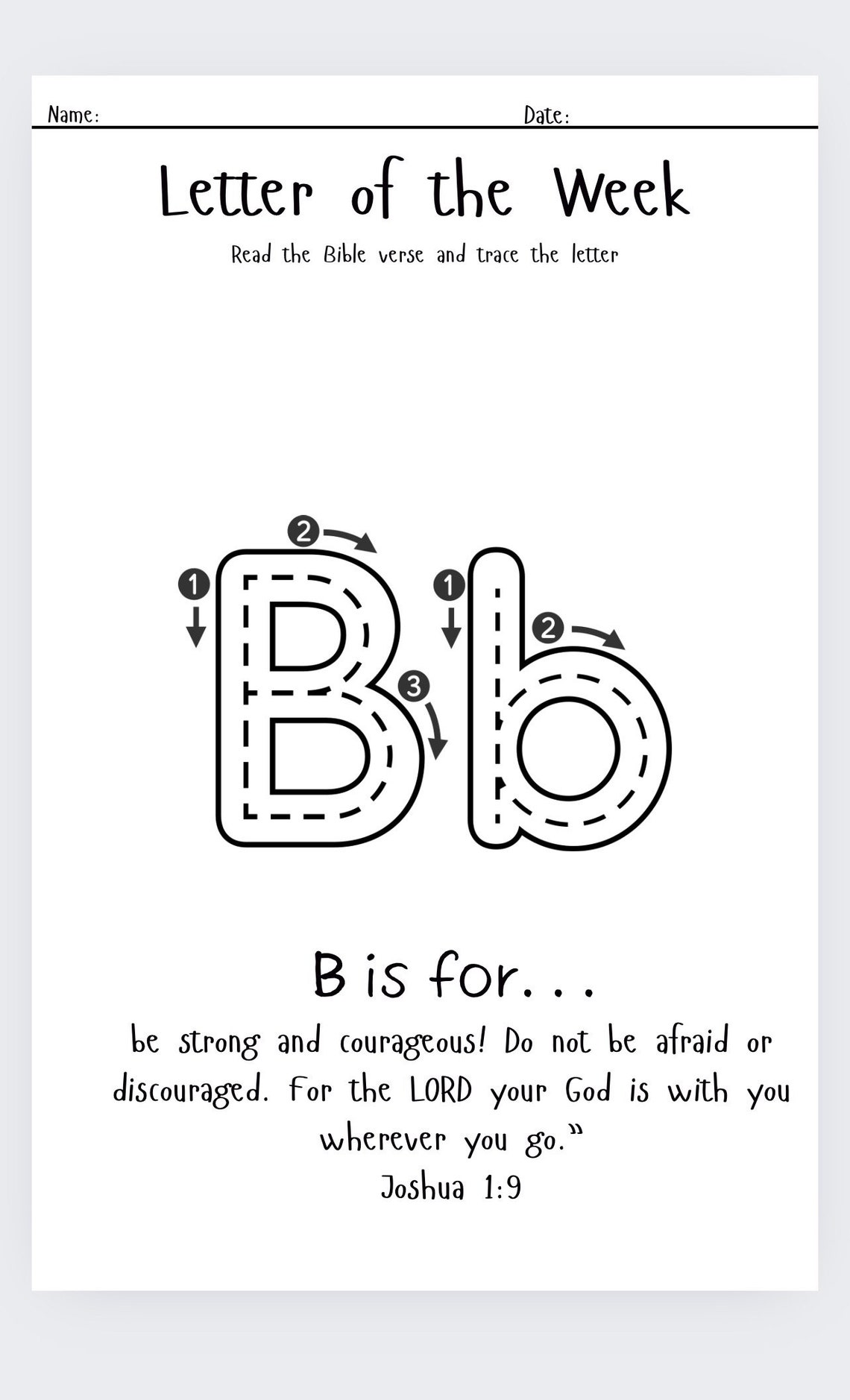 Traceable ABC Letter of the Week and Bible Verse of the Week Printable ...