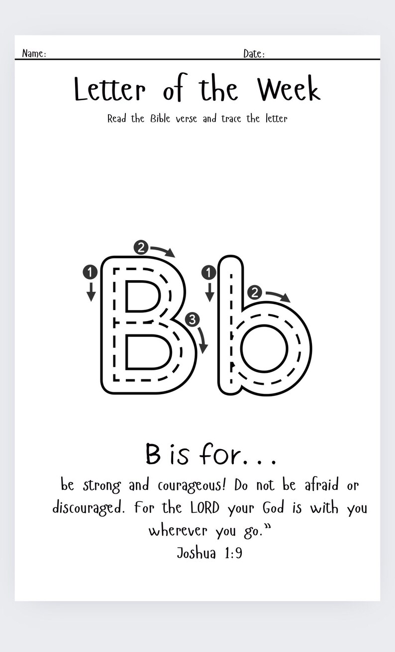 Traceable ABC Letter of the Week and Bible Verse of the Week Printable ...
