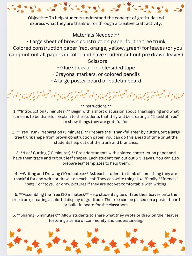 Thanksgiving Activity: Thankful Tree Craft & Thanksgiving Coloring Book ...