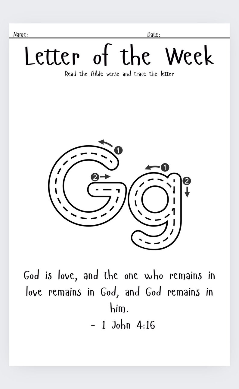 Traceable ABC Letter of the Week and Bible Verse of the Week Printable ...
