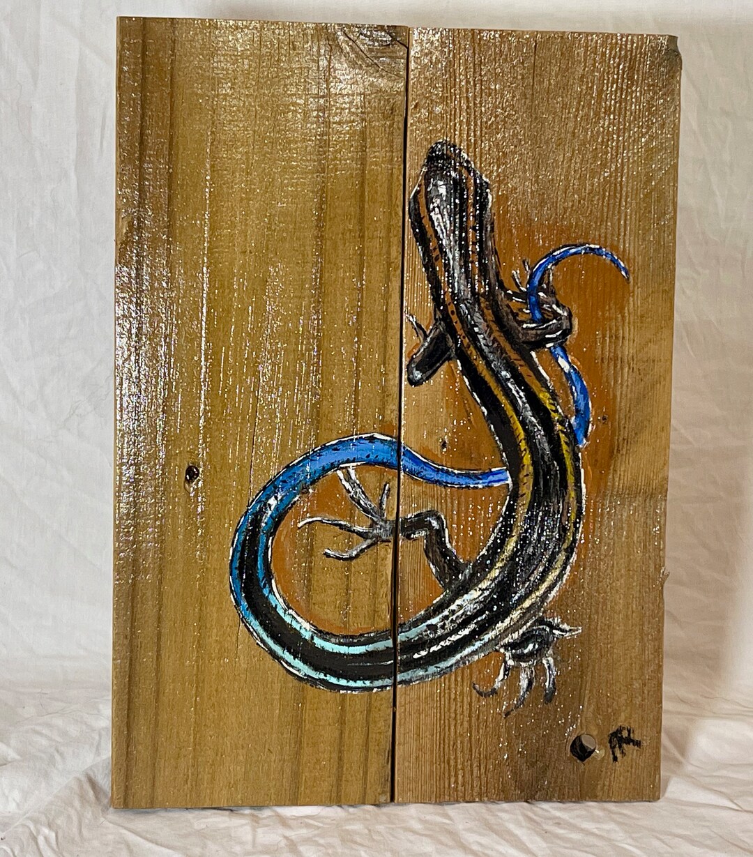 Blue Tailed Skink Painting on Wood - Etsy