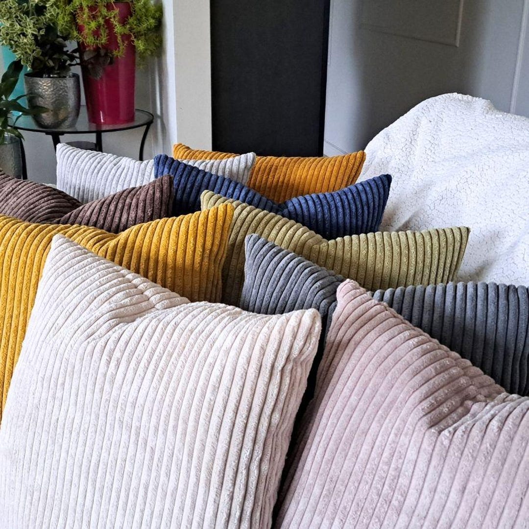 One Corduroy Throw Pillow Cover, High Quality Cord Pillow Cover, Any ...