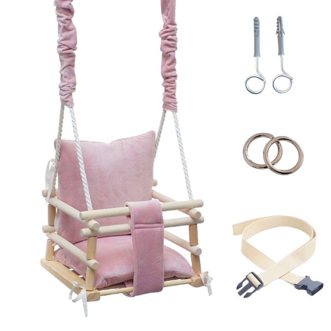 Wooden Pink Baby Swing, Montessori Toddler Swing, Indoor Outdoor - Etsy
