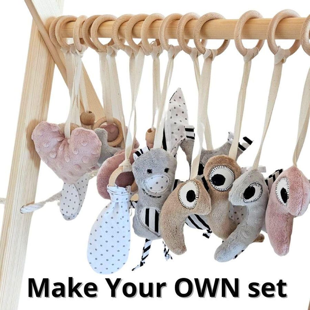 BABY GYM Hanging Sensory Toys Set, Play Gym Felt Toys, Stroller Lanyard ...