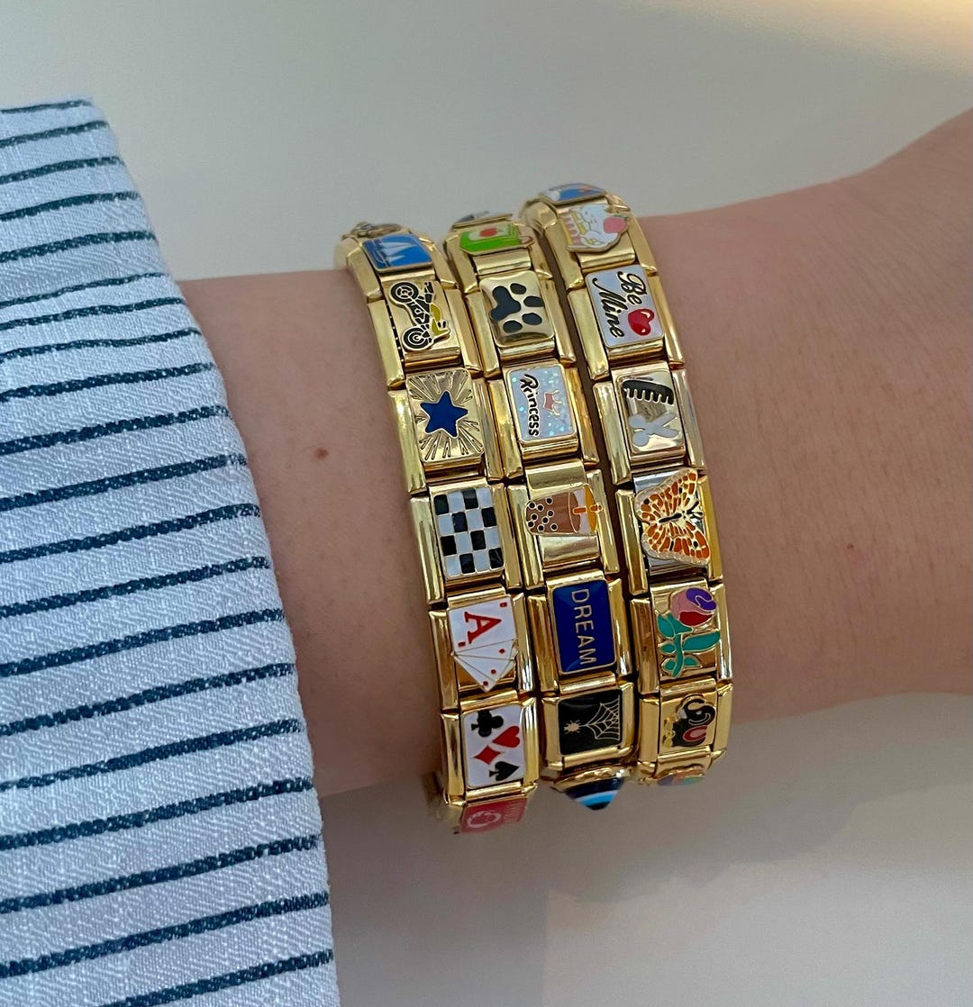 Gold Italian Bracelet, Custom Gold Italy Charms, Personalized Italian ...