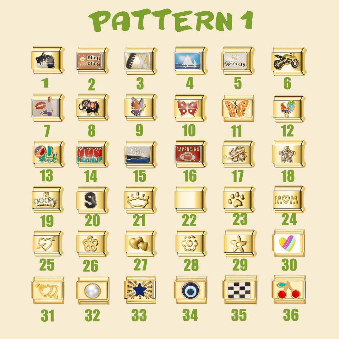 Custom Italian Charm List, Only Charms, Gold Italian Bracelet, Personalized Italy Charms, Gold ...