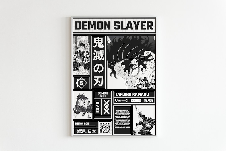 Demon Slayer Anime Poster - Tanjiro Kamado Brutalism Art Print, Demon ...