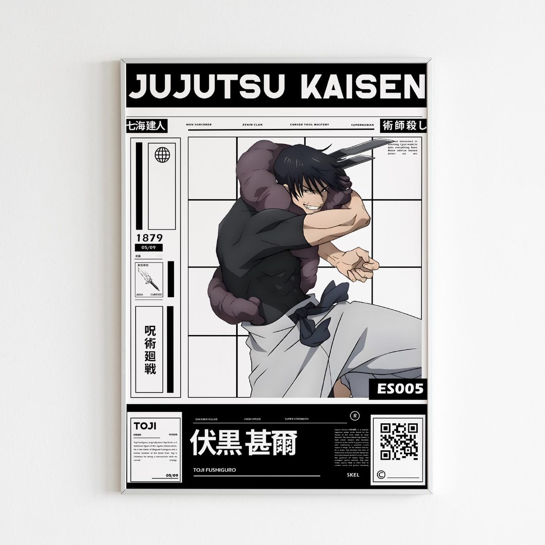 Toji Fushiguro Poster Jujutsu Kaisen Anime Art Digital Download Print ...