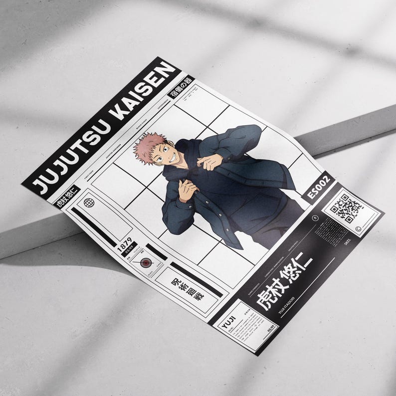 Yuji Itadori Poster Jujutsu Kaisen Anime Wall Art Digital Download ...
