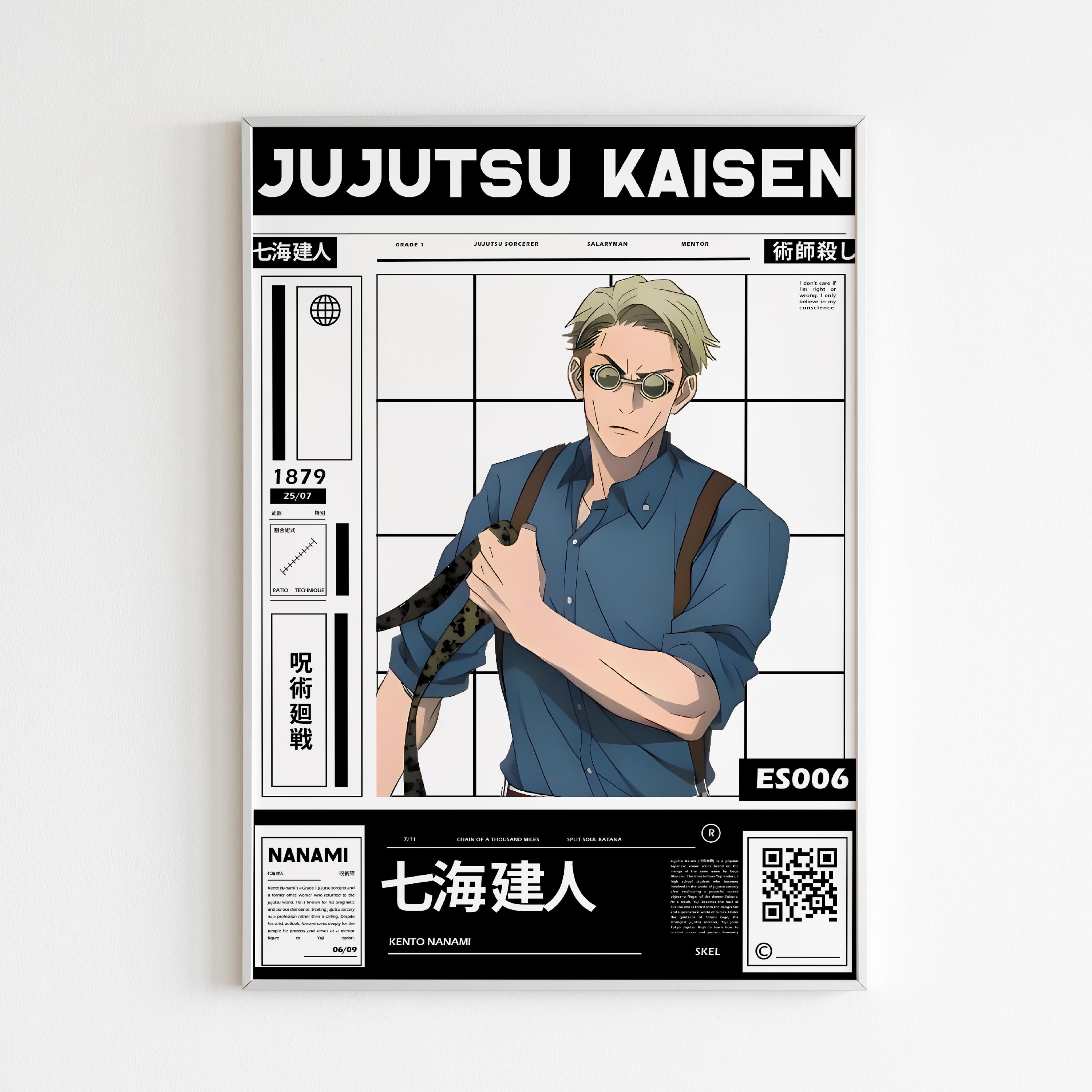 Kento Nanami Poster Jujutsu Kaisen Wall Art Anime Digital Download ...