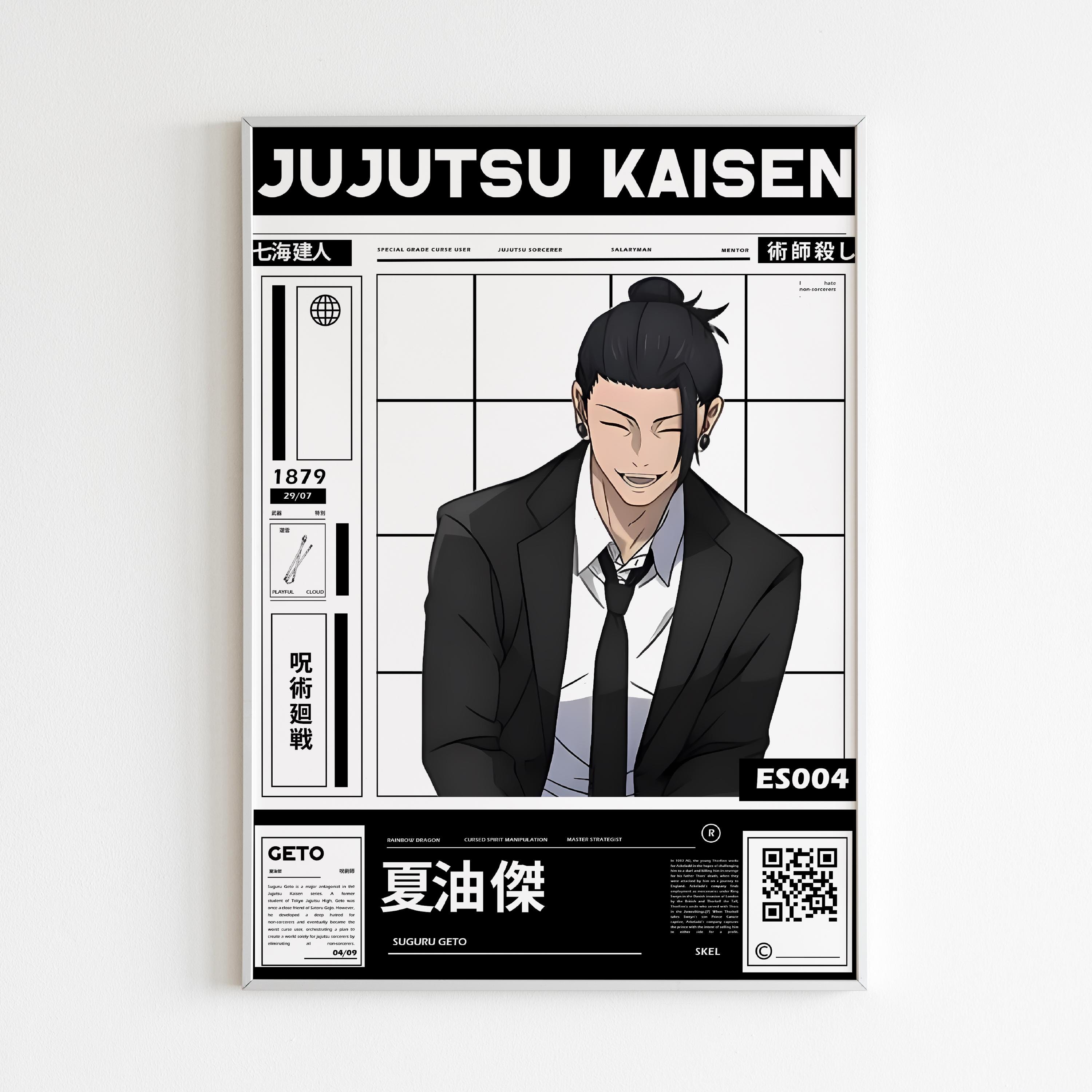 Geto Suguru Poster Jujutsu Kaisen Wall Art Anime Digital Download Print ...