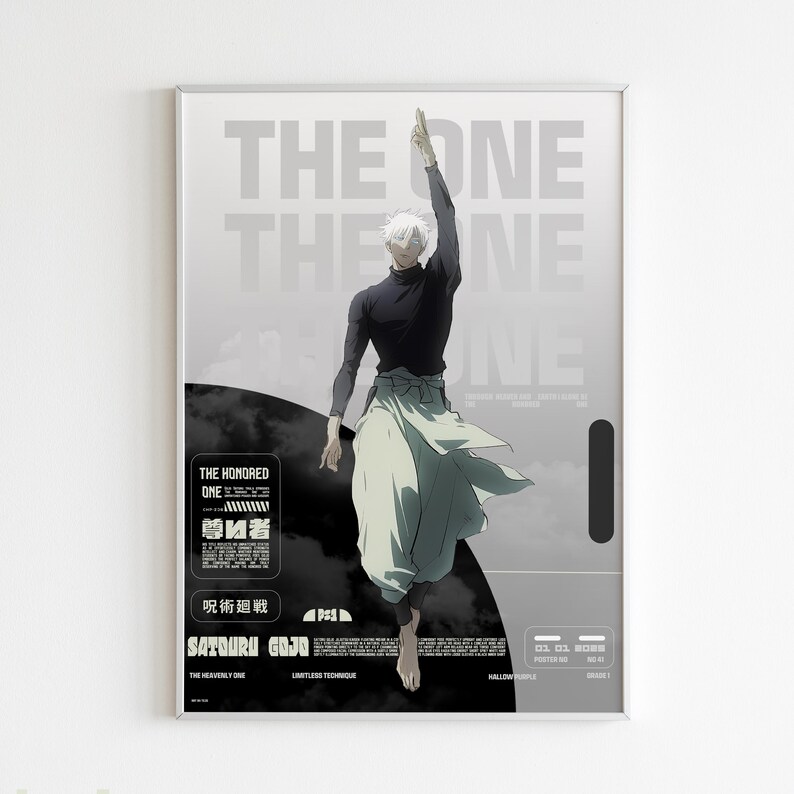 Satoru Gojo Poster - the Honored One Brutalist Anime Wall Art, Jujutsu ...