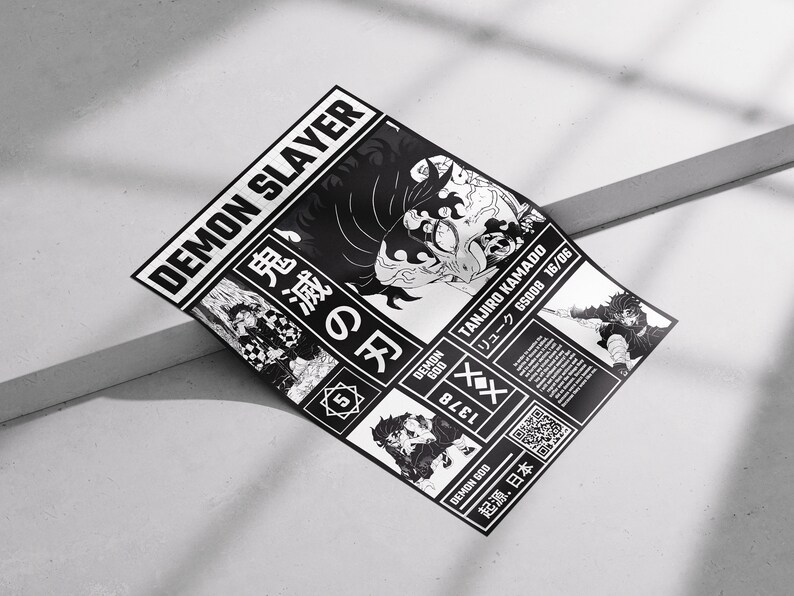 Demon Slayer Anime Poster - Tanjiro Kamado Brutalism Art Print, Demon ...