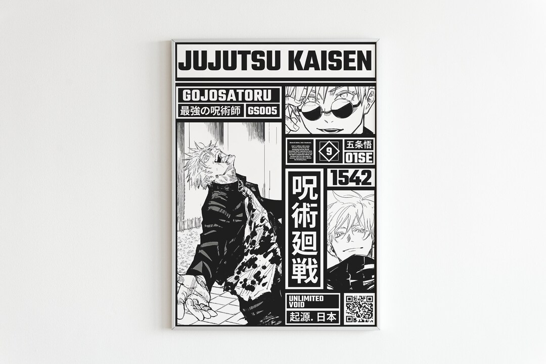 Jujutsu Kaisen Anime Poster Gojo Satoru Brutalism Art Print, Sorcerer ...