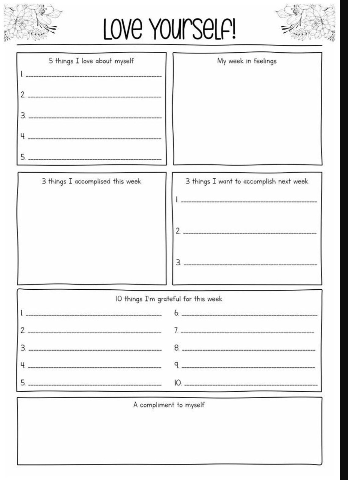 A Self Reflective Worksheet - Etsy