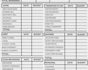 Budget Builder and Breakdown Sheet - Etsy