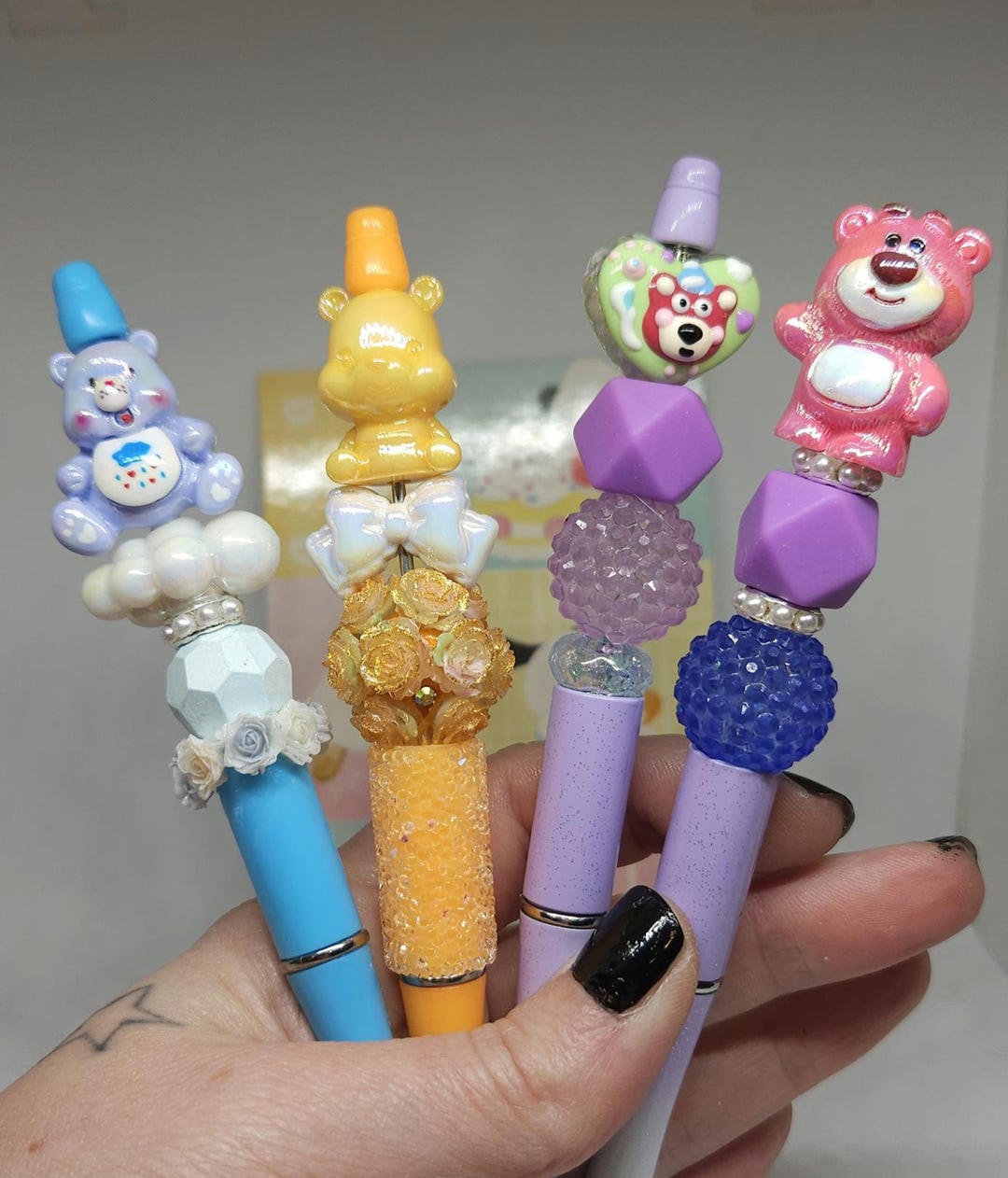 Lotso, Winnie, Marie, Bluey, Dumbo and Carebear Beadable Pens. Can ...