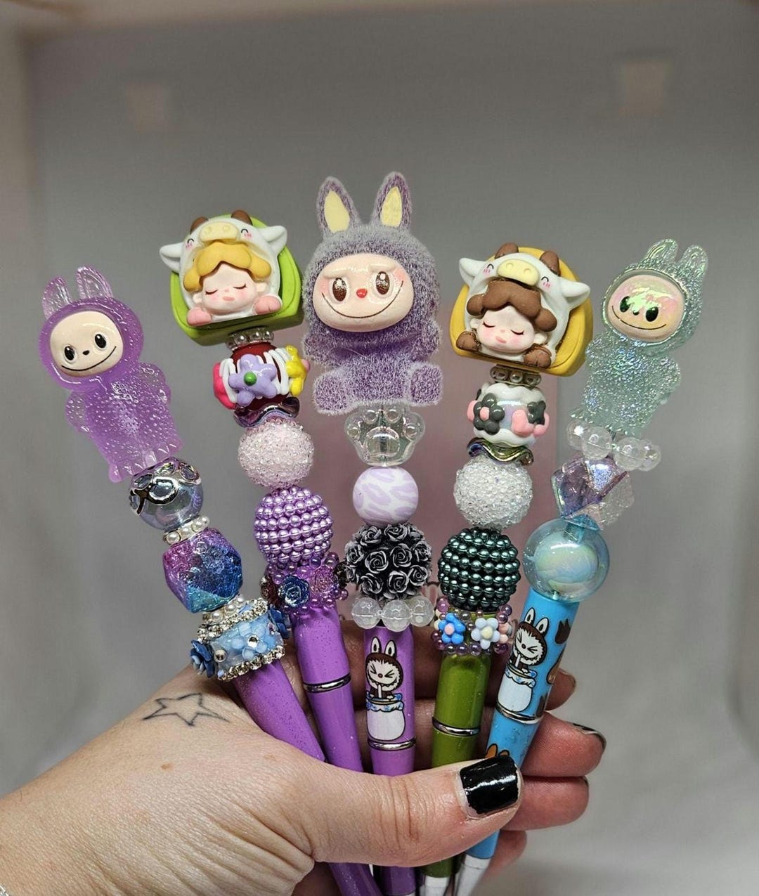Labubu and Sleeping Girl Beadable Pens. Can Customize. - Etsy