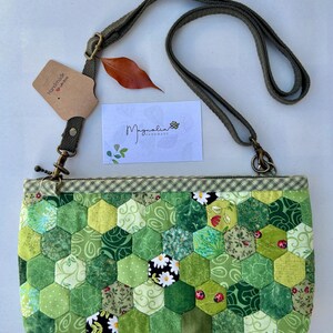 Small Hexagon Patchwork Bag Crossbody or Shoulder Bag, Cotton Quilting Fabric, 1.5cm Hexagon ...