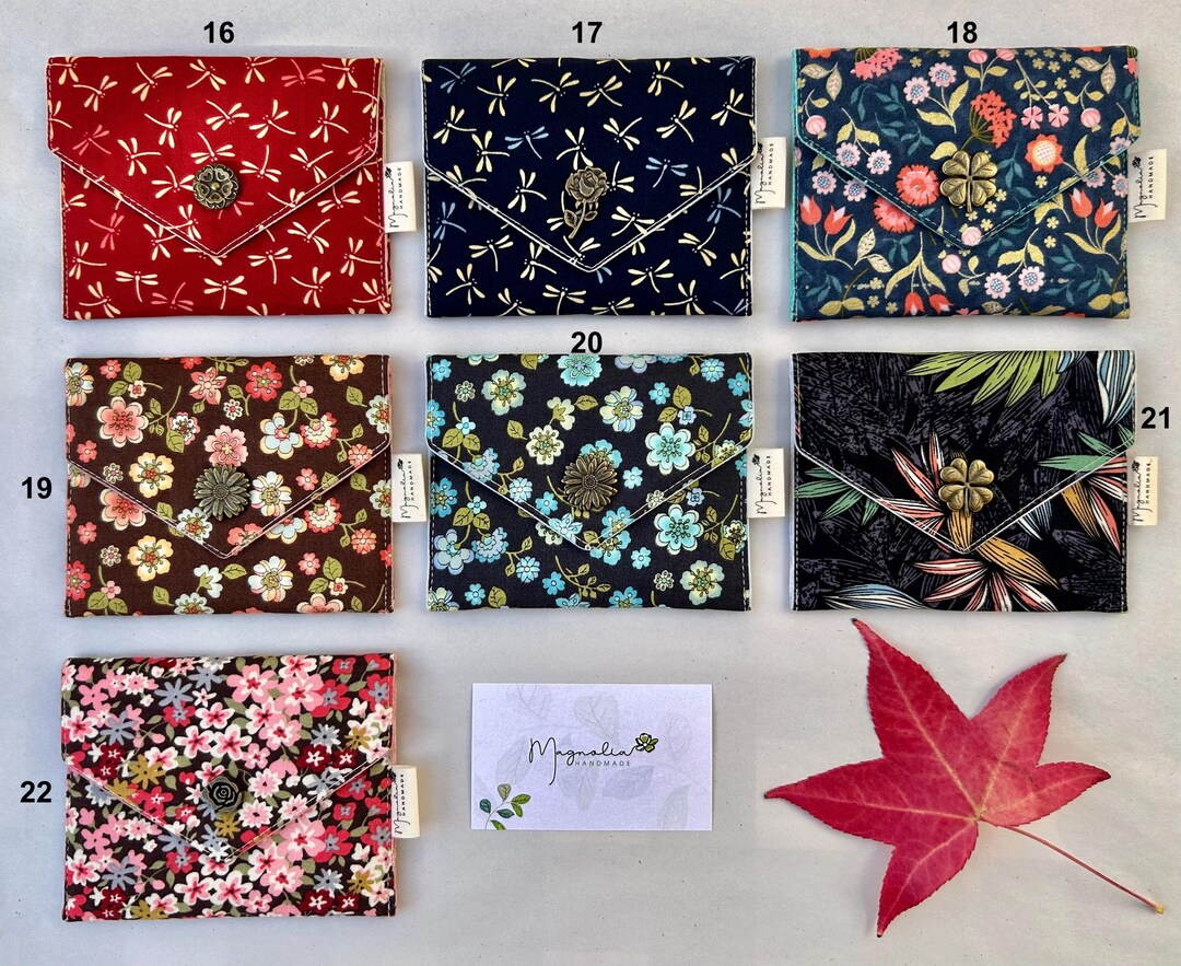 Handmade Fabric Mini Wallet With Snap Button – Small Card Holder ...